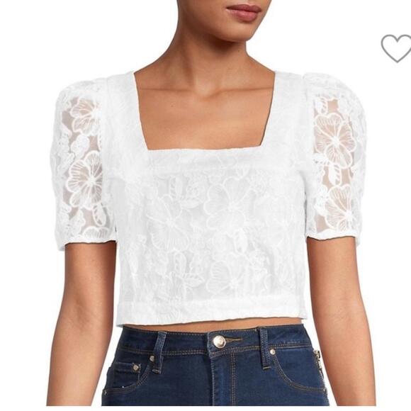 French Connection | Tops | French Connection Puff Sleeve Crop Top ...
